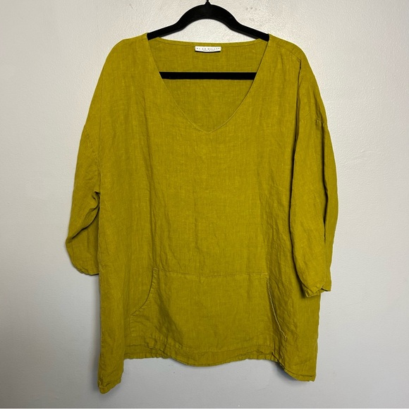 bryn Walker | Tops | Bryn Walker Green Linen Vneck Womens Top Long ...